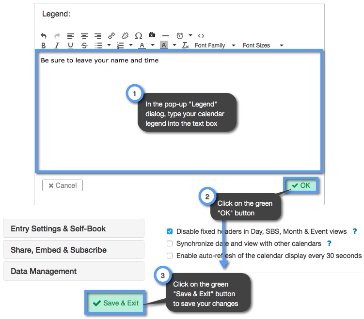 What's a Calendar Legend? | Keep&Share Support : Support Portal