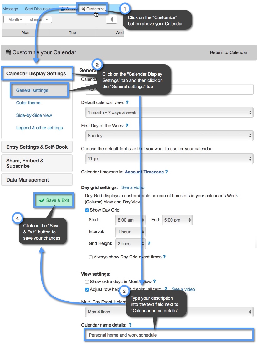 How can I edit my Calendar description? | Keep&Share Support : Support ...