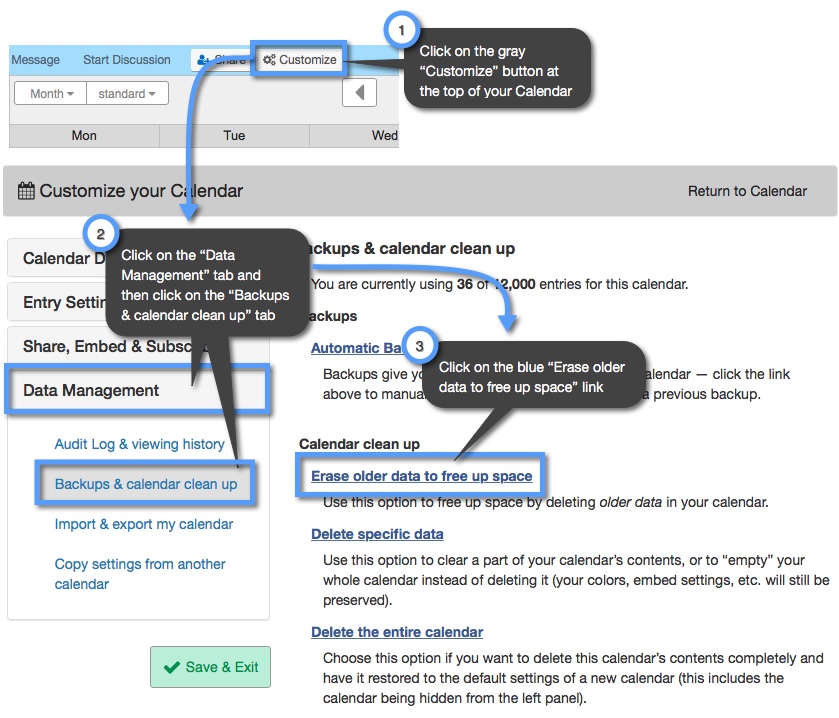 How do I erase old entries in my Calendar? | Keep&Share Support ...