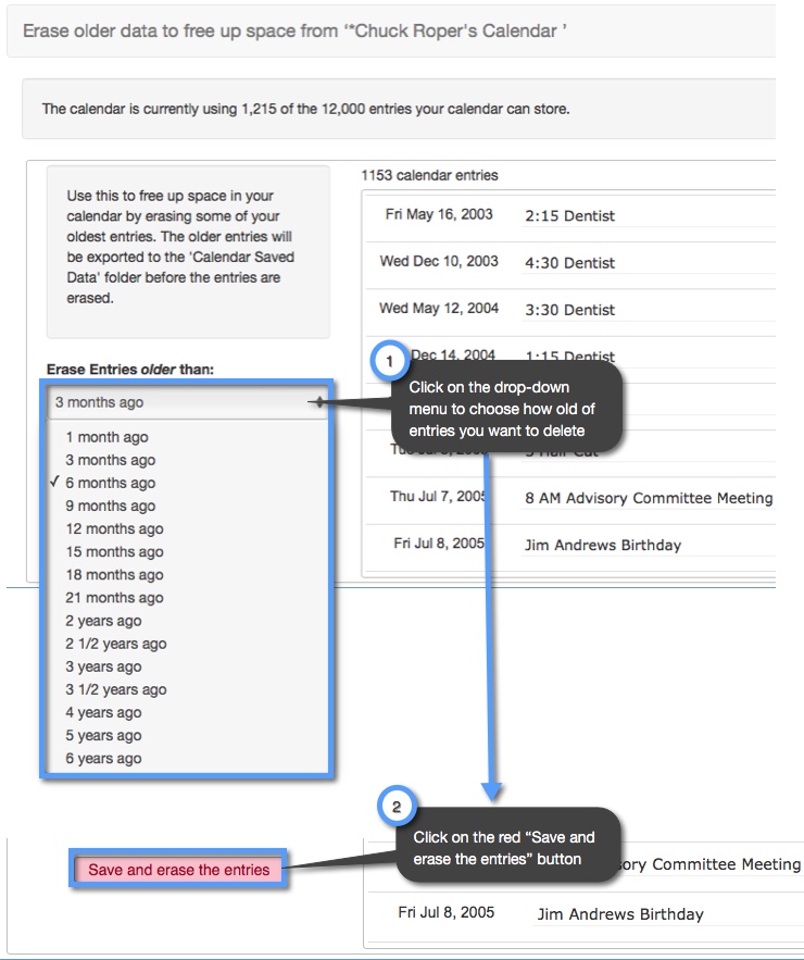 How do I erase old entries in my Calendar? | Keep&Share Support ...