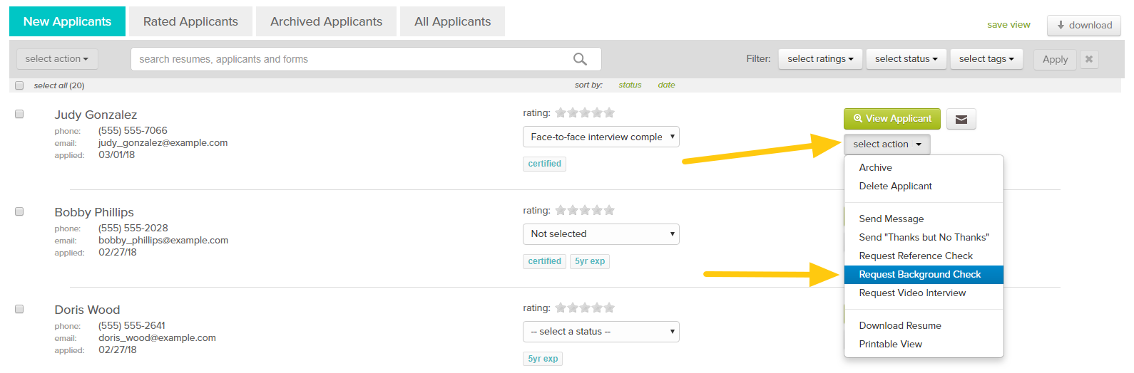 Background Checks : Applicant Tracking Software
