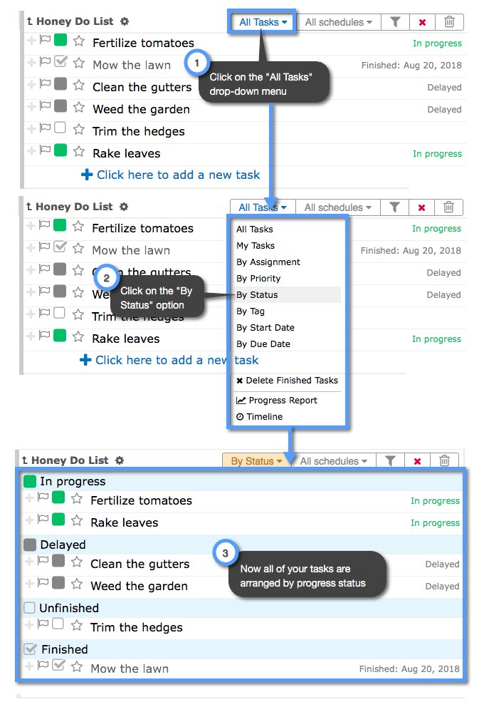 How do I assign a progress status to my Tasks? | Keep&Share Support ...