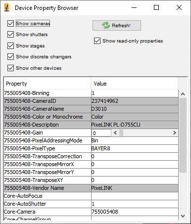Pixelink Micro-Manager Device Adapter : Pixelink Support