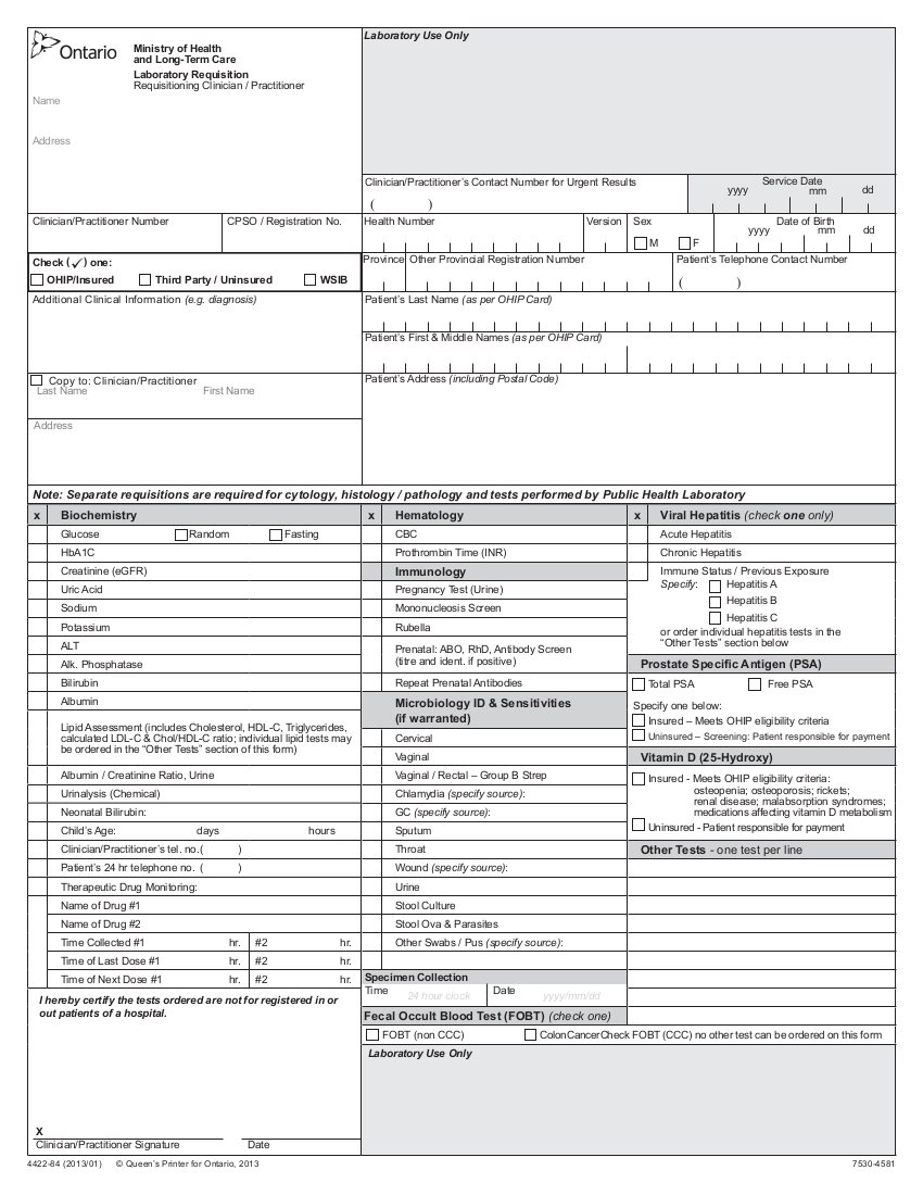 Ontario Ministry of Health - Lab Requisition : Juno EMR Support Portal
