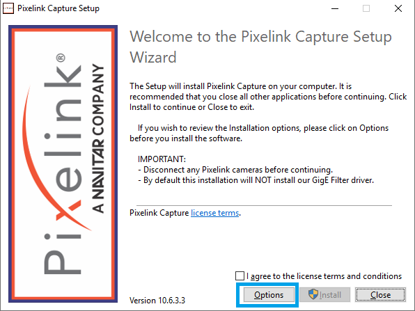 Installation Options when Installing Pixelink Software : Pixelink Support