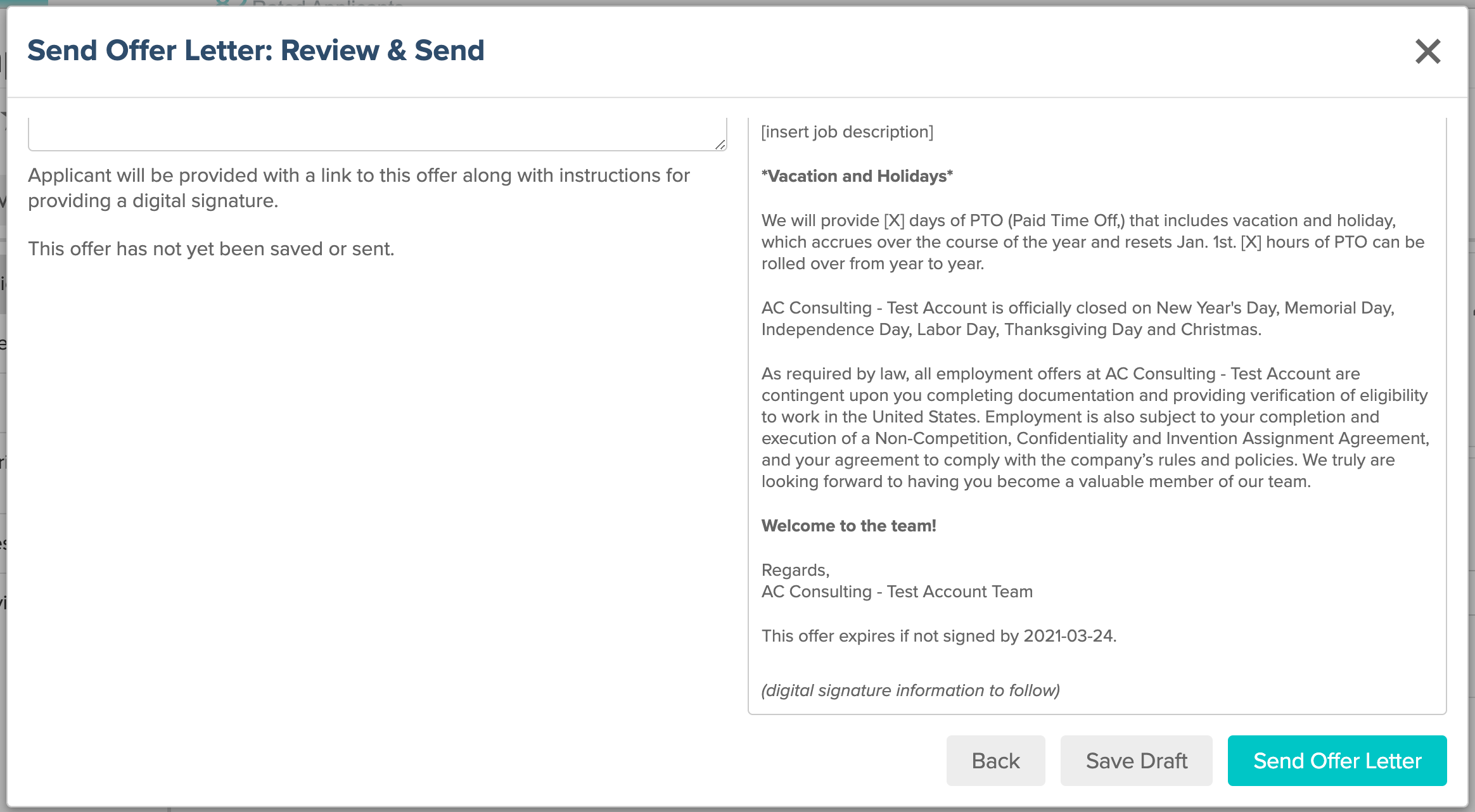 Sending Offer Letters and Onboarding Documents : PrismHR Hiring Support