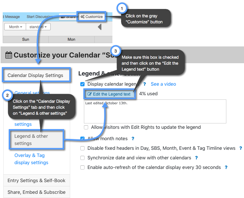 How do I add print calendar Legends or Month Notes? | Keep&Share ...