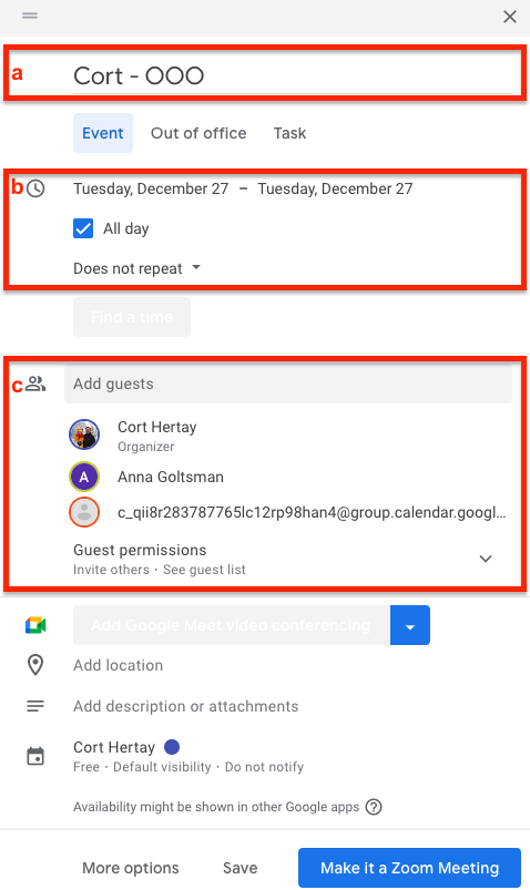 Out of Office Calendar Process