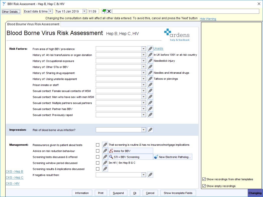 Blood Borne Virus Risk Assessment : Ardens