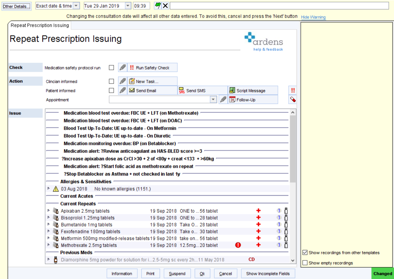Repeat Prescription Issuing : Ardens Healthcare Informatics