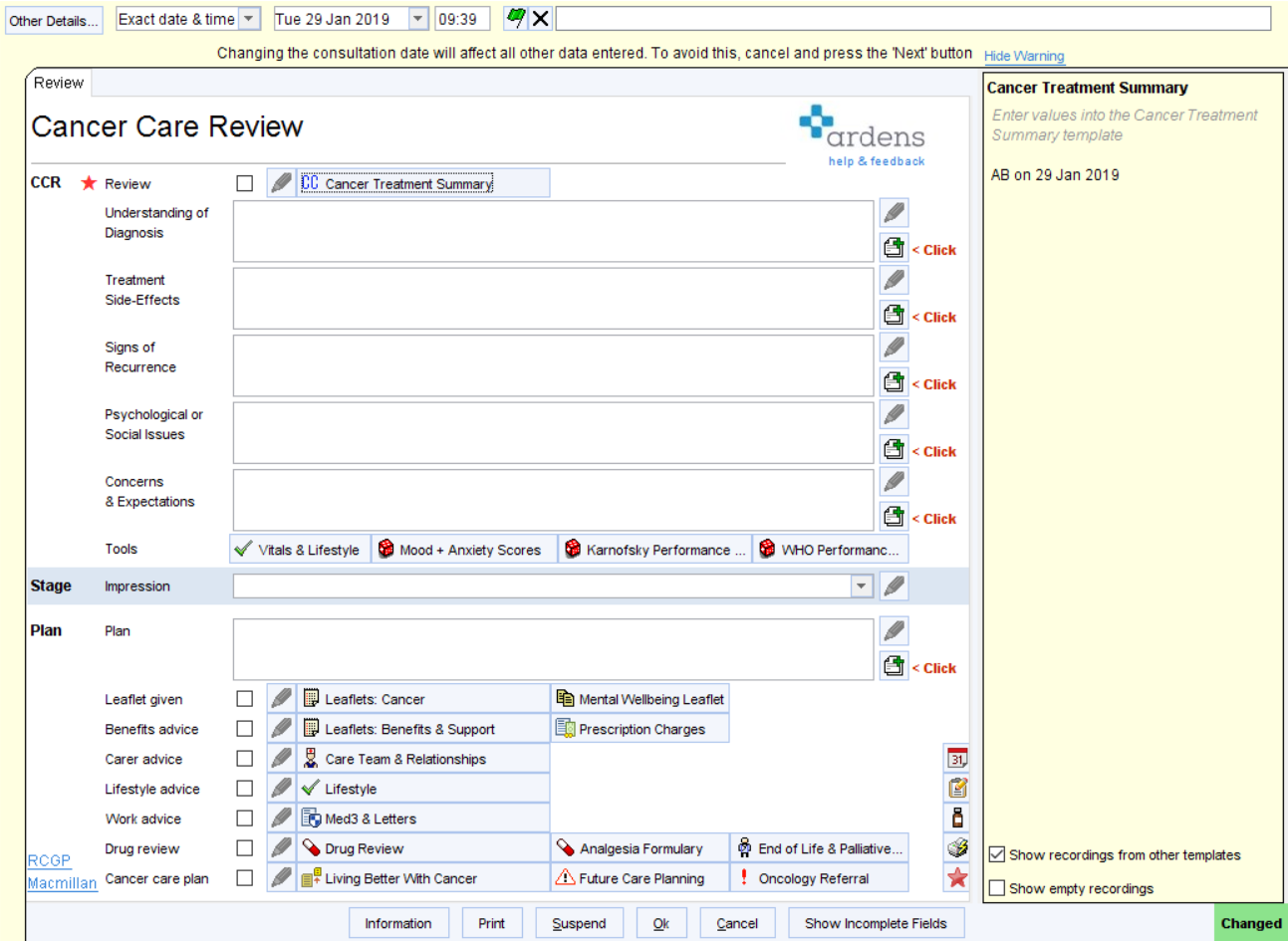 Cancer Care Review & Treatment Summary : Ardens Healthcare Informatics
