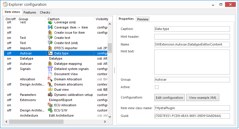Configuring the AUTOSAR Data Type Editor : SystemWeaver