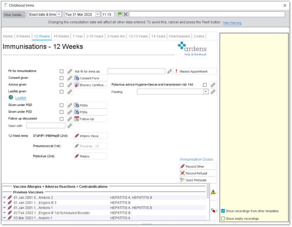 Immunisations : Ardens