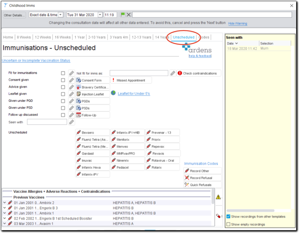 Immunisations : Ardens