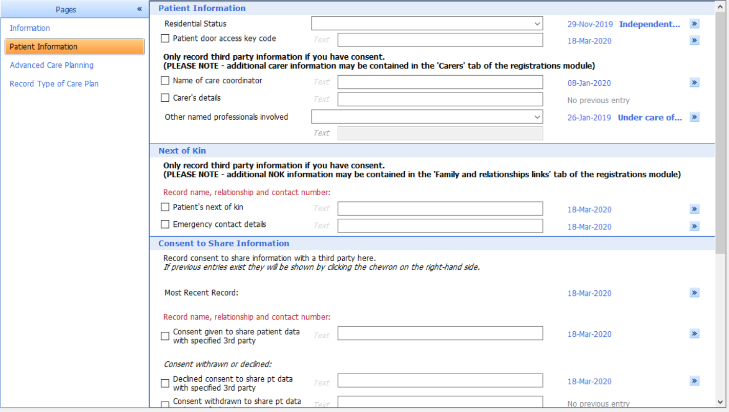 Universal Care Plan : Ardens EMIS Web