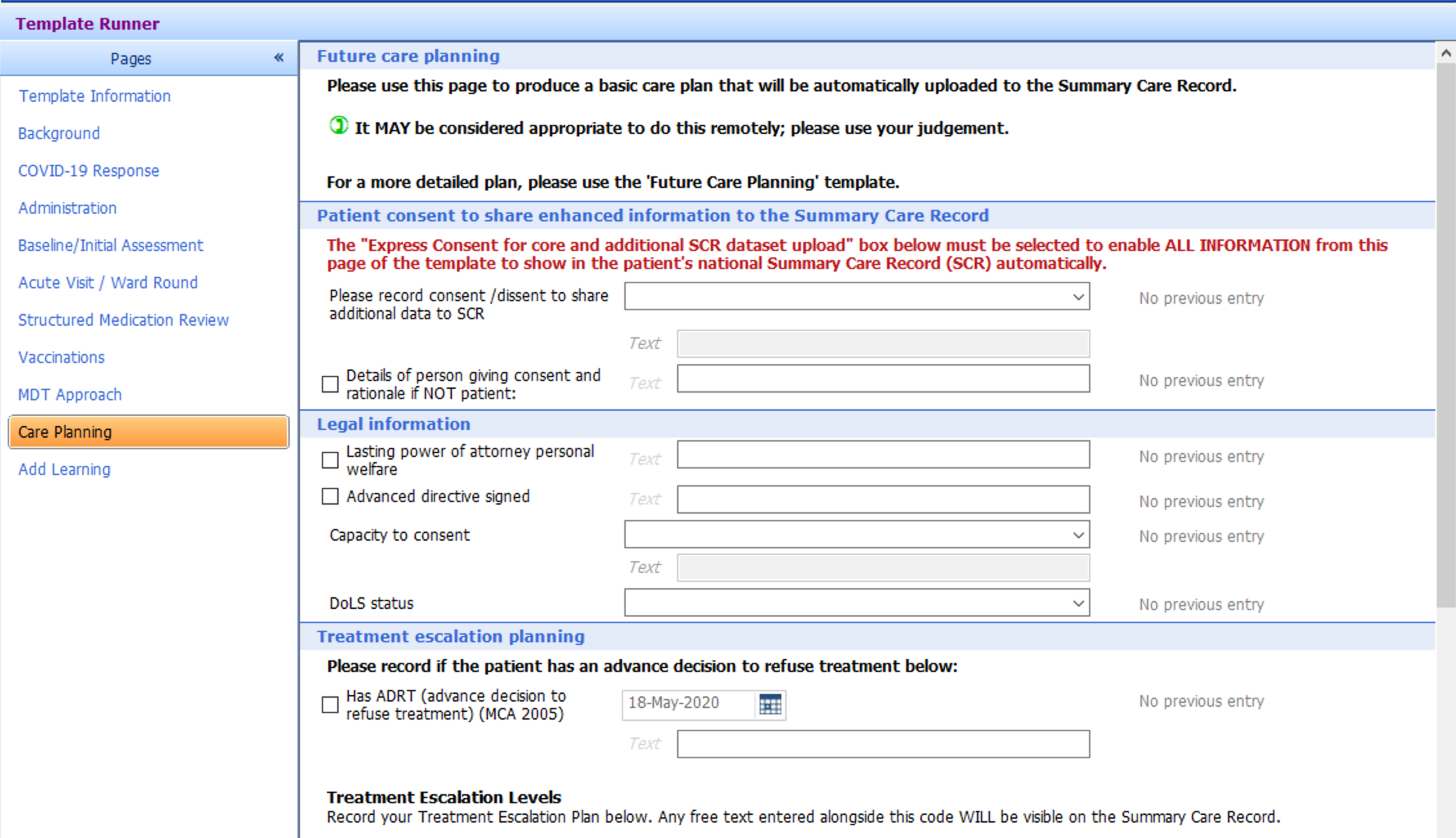 Care Homes Template EMIS Web : Ardens EMIS Web