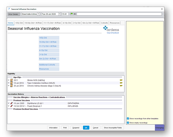 Seasonal Flu Reports : Ardens Healthcare Informatics