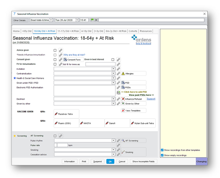 Seasonal Flu Reports : Ardens Healthcare Informatics