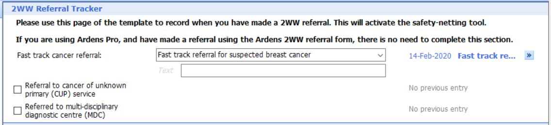 Cancer Safety Netting Tools : Ardens EMIS Web