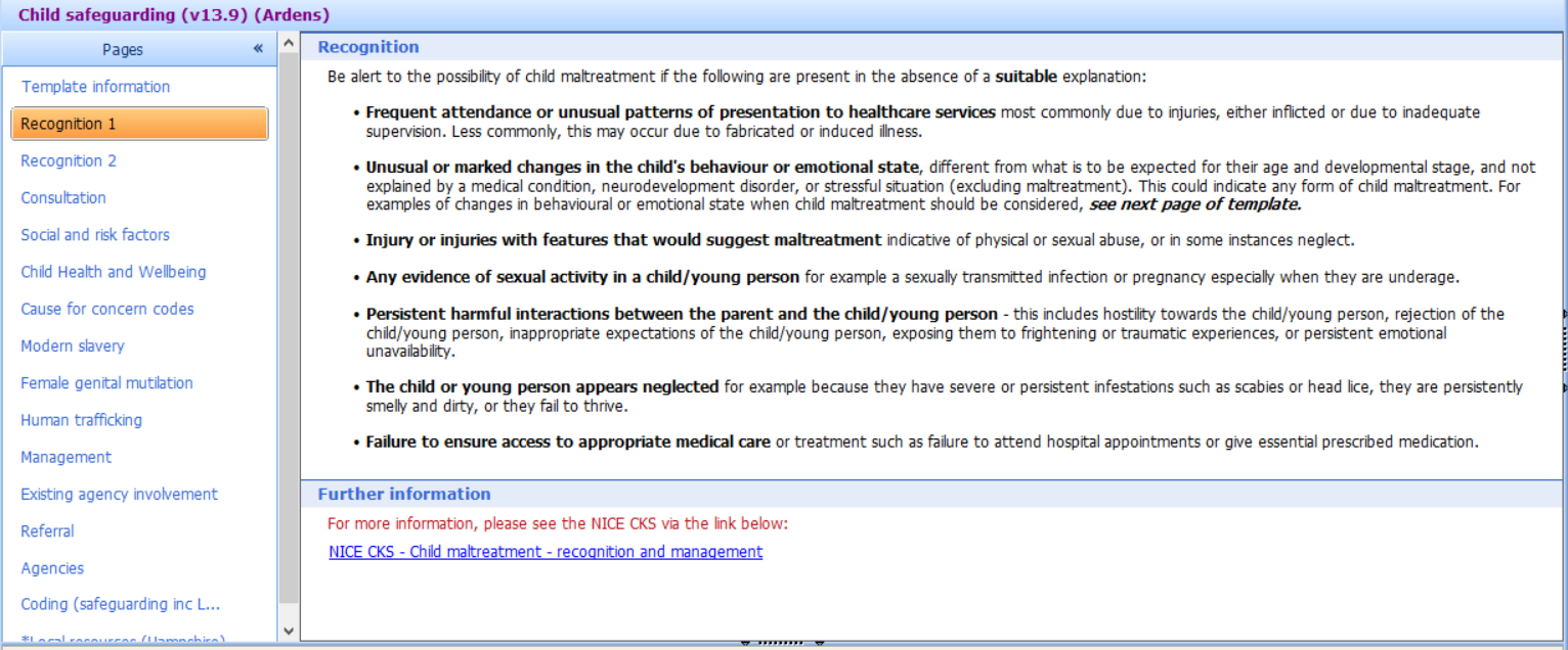 Safeguarding Searches : Ardens EMIS Web