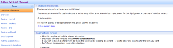 How to Locate and Use the Ardens EMIS Clinical Templates : Ardens EMIS Web