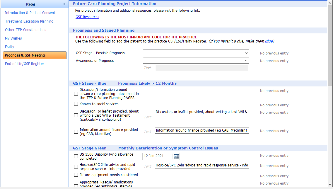 Future Care Planning : Ardens EMIS Web