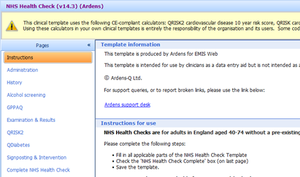 5.36 NHS Health Check Searches : Ardens EMIS Web