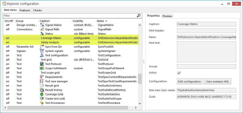 Configuring the HARA Views : SystemWeaver