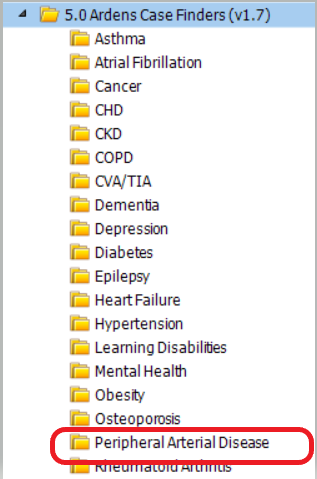 Peripheral Artery Disease (PAD) : Ardens EMIS Web