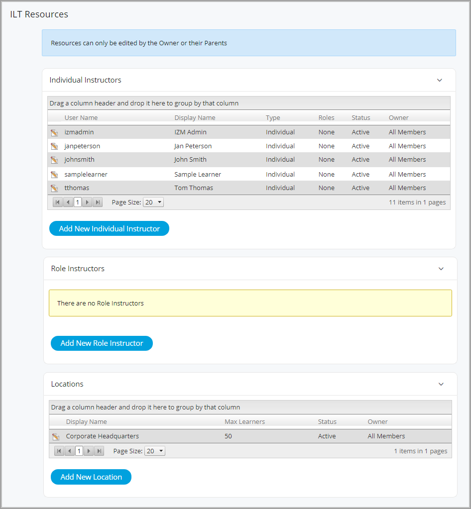 .?Configuration ILT Resources Role Instructors : Noggin Guru Support