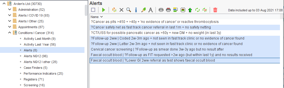 Cancer 2ww Referrals & Safety Netting : Ardens Healthcare Informatics