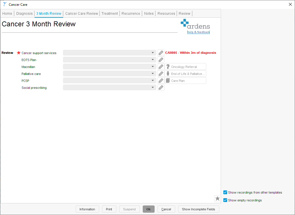 Cancer Care Review & Treatment Summary : Ardens Healthcare Informatics