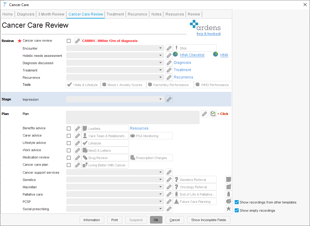 Cancer Care Review & Treatment Summary : Ardens Healthcare Informatics