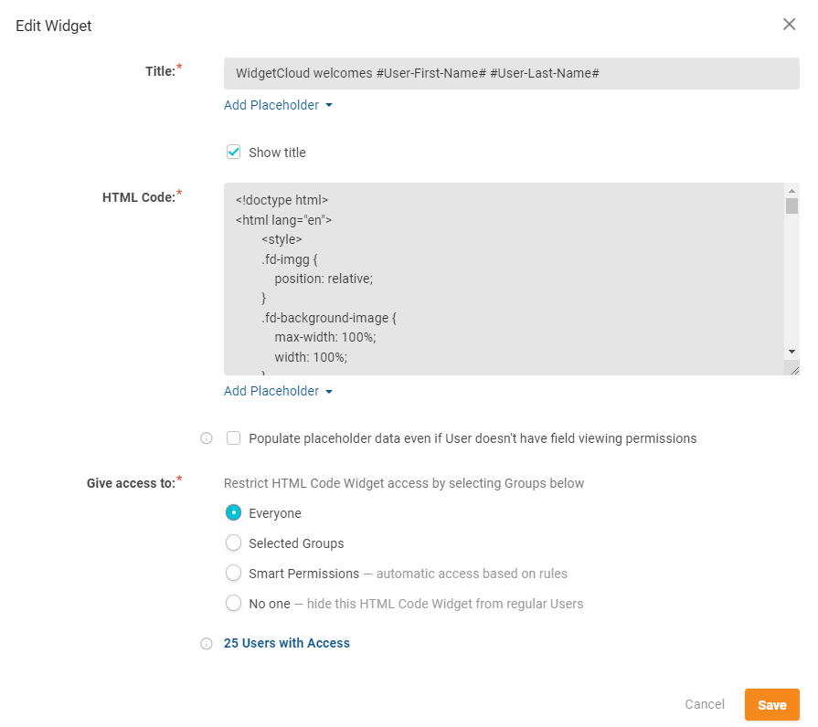 How do I use the HTML Code Widget? : Support Portal & Knowledge Base