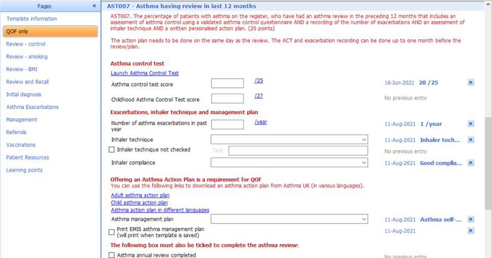 Ardens Resources to Support QOF : Ardens EMIS Web