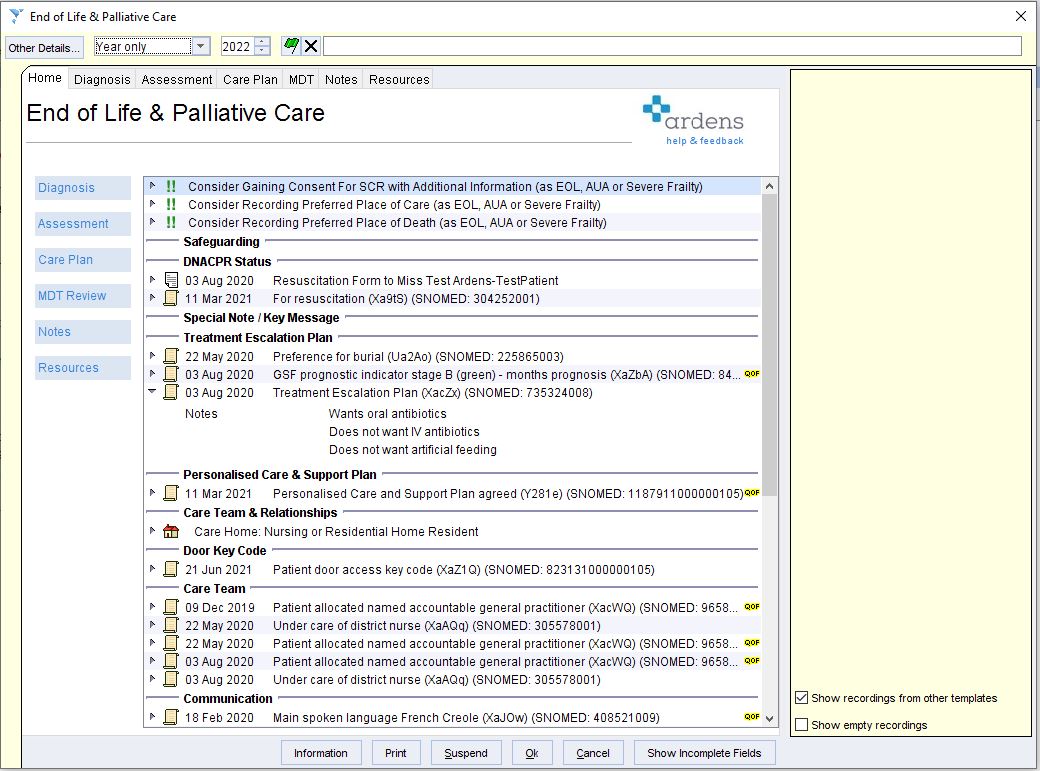 Palliative Care : Ardens