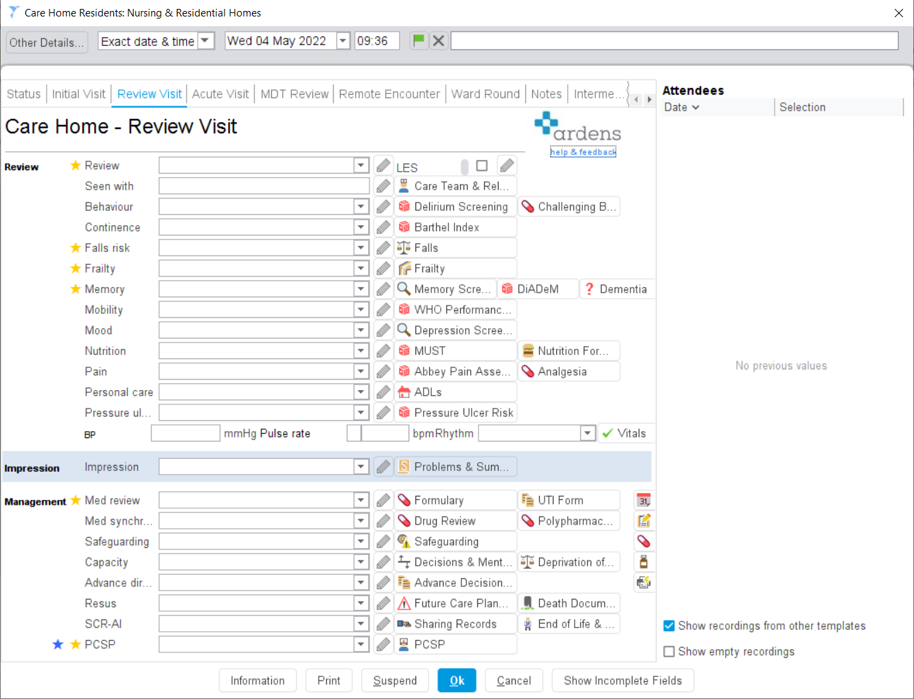 Care Home Residents: Nursing and Residential Homes : Ardens SystmOne