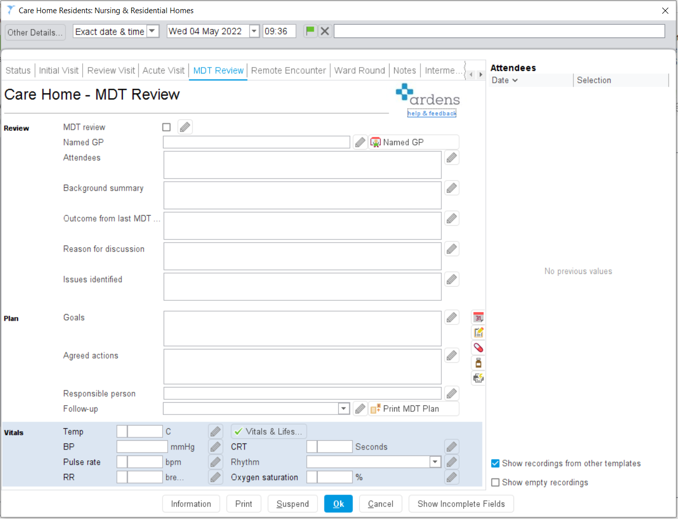 Care Home Residents: Nursing and Residential Homes : Ardens SystmOne