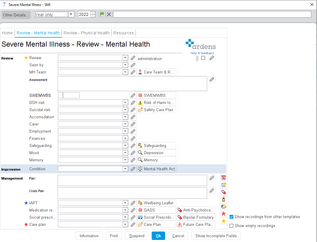 Mental Health SMI Review : Ardens