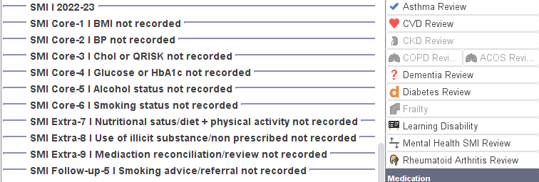 Mental Health SMI Review : Ardens SystmOne