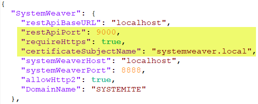 Configuring the SystemWeaver REST API Server : SystemWeaver