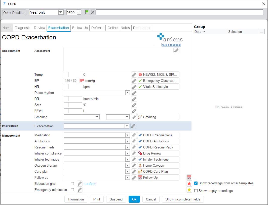 COPD Consultation : Ardens SystmOne