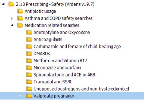Valproate Pregnancy Searches : Ardens EMIS Web