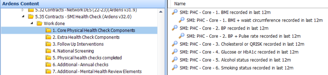 SMI Searches : Ardens EMIS Web