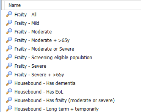 Conditions - Frailty, Care Homes and EOL : Ardens EMIS Web