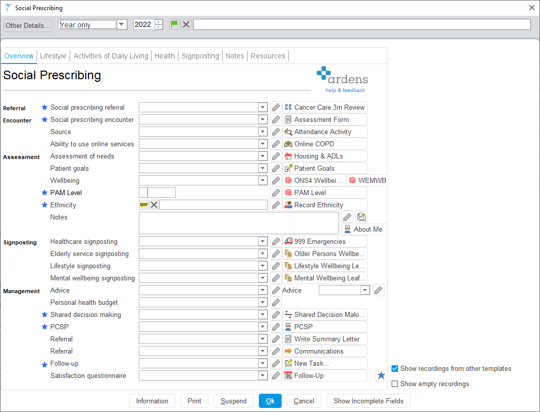 Social Prescribing : Ardens SystmOne