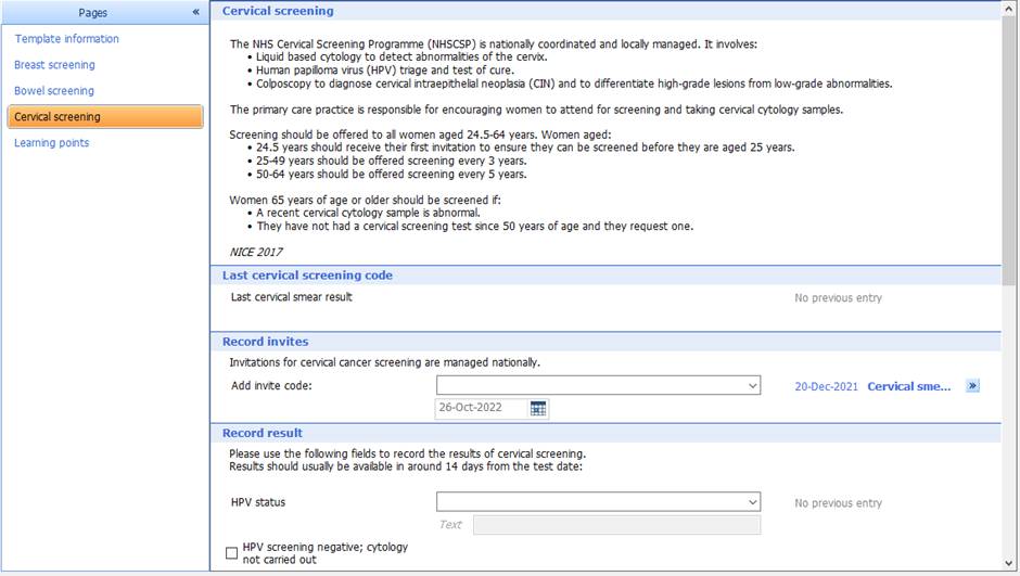 Cancer Screening Follow-up Template : Ardens EMIS Web
