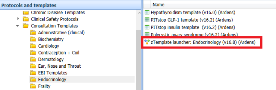 Template Launcher Protocols : Ardens EMIS Web