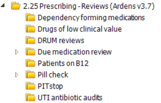 Prescribing Review Searches : Ardens EMIS Web