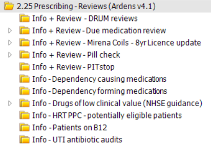 2.25 Prescribing Review Searches : Ardens EMIS Web